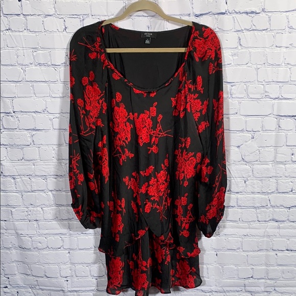Haver | Tops | Haver London Floral Scoop Neck Top Red Black Whimsigoth ...